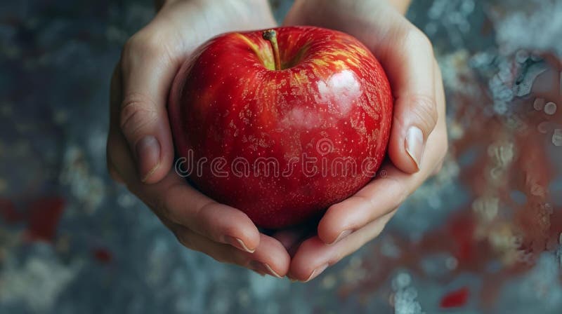 AI Generated Illustration of Hands Holding a Red Apple Stock ...
