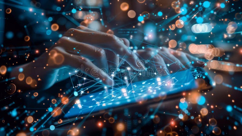 AI Generated Illustration of the Hands of a User Interacting with a ...