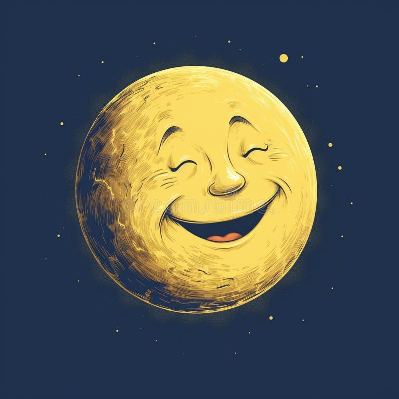 AI Generated Illustration of a Happy Full Moon in the Dark Sky Stock Image - Image of landscape ...