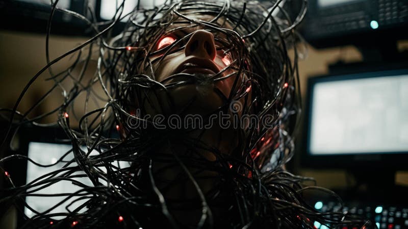 AI Generated Illustration of a Head of a Young Man Covered with a ...