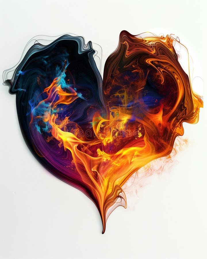 AI Generated Illustration of a Heart-shaped Fire with Two Smaller ...