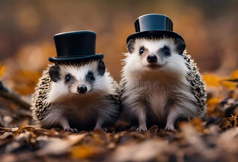 AI Generated Illustration of Hedgehogs with Top Hats Stock Illustration ...