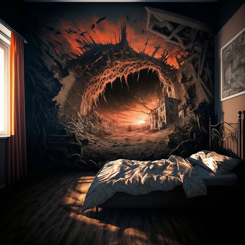AI Generated Illustration of the Hell in the Bedroom Stock Illustration ...