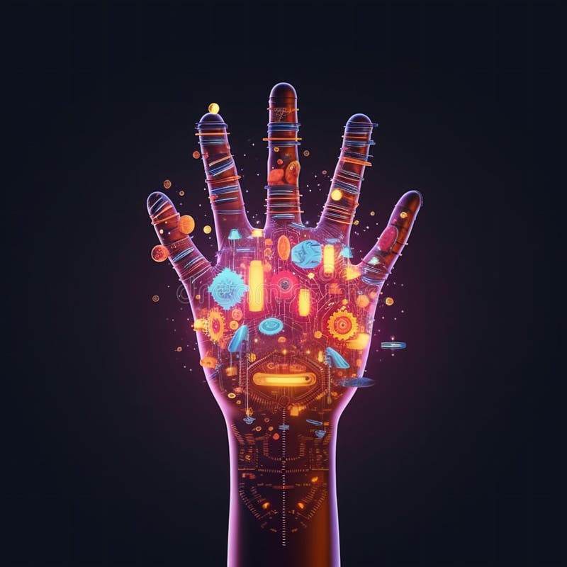 AI Generated Illustration of a Hi-tech Robotic Hand Stock Illustration ...
