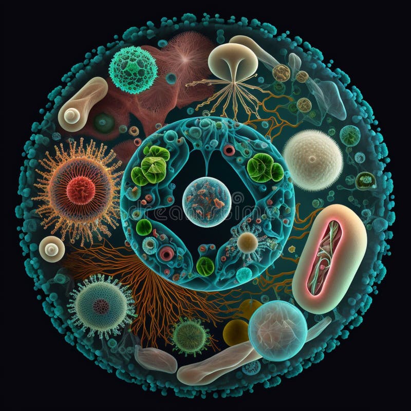 AI Generated Illustration of High Graphical Microbes Ecosystem Stock ...