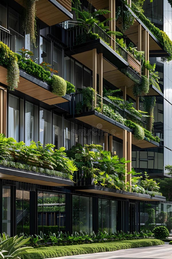 AI Generated Illustration of a High-rise Building with Windows and ...