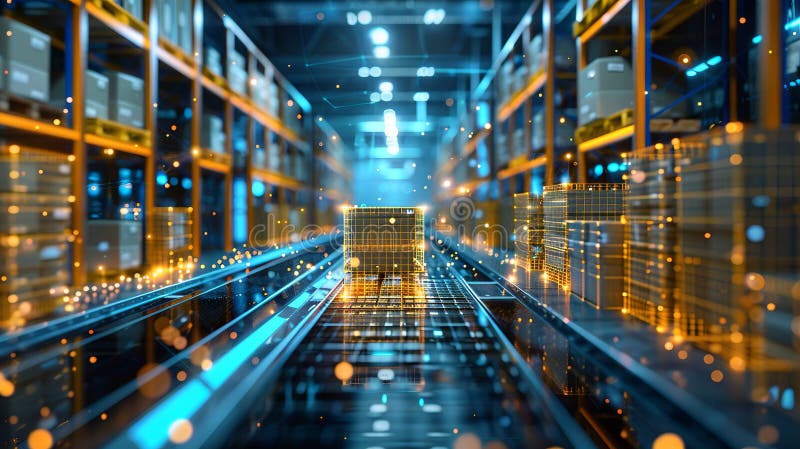 AI Generated Illustration of a High Tech Room Filled with Boxes and a ...