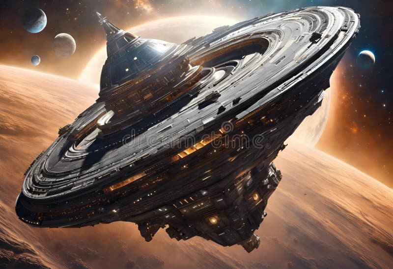 AI Generated Illustration of a High-tech Spacecraft Soaring Above a ...