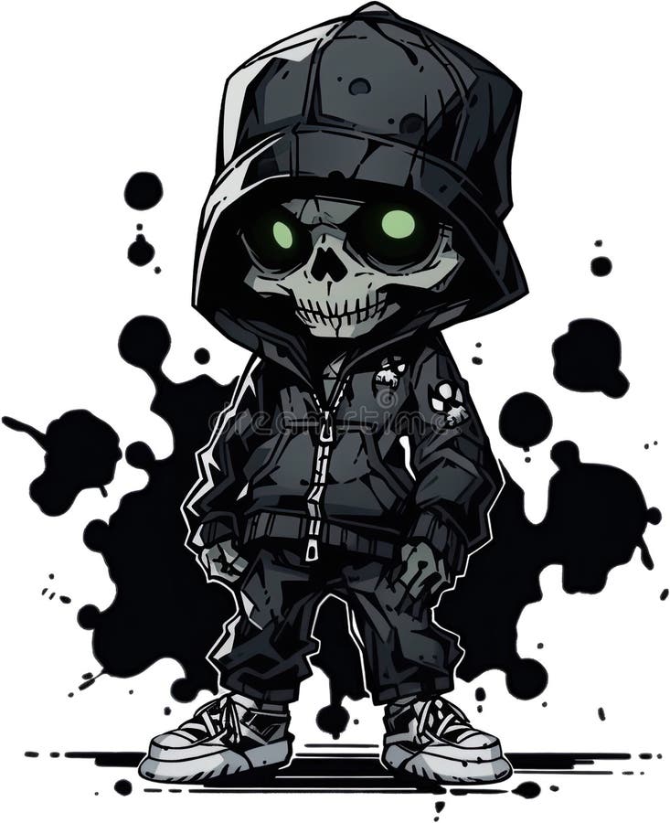 AI Generated Illustration of a Hooded Skull Character with Piercing ...