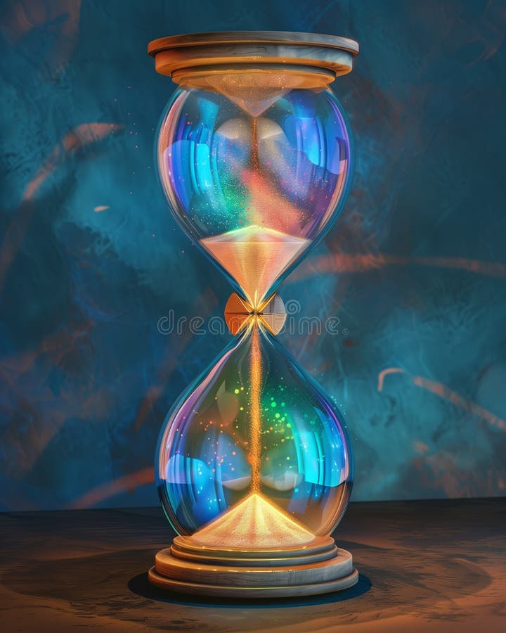 AI Generated Illustration of an Hourglass on a Table Emits Smoke Stock ...