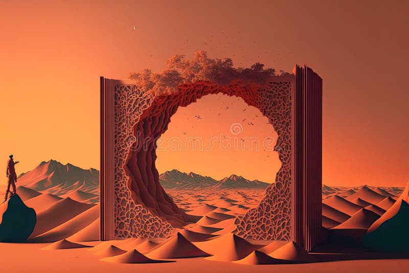 AI Generated Illustration of a Huge Frame in a Desert with a Big Hole ...