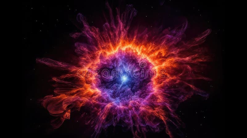 AI Generated Illustration of Huge Vibrant Explosion in Space, Explosion ...