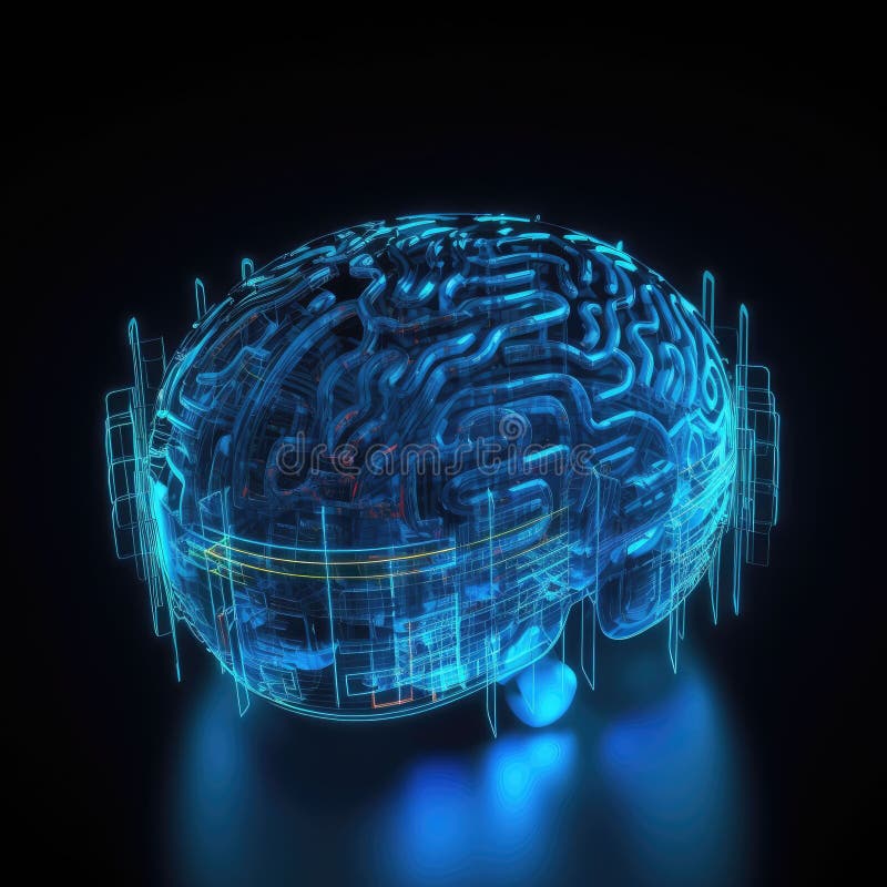 AI Generated Illustration of a Human Brain Composed of Interconnected ...