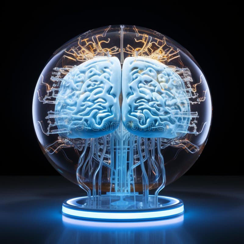 AI Generated Illustration of a Human Brain in a Glass Ball Stock ...