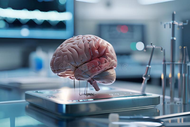 AI Generated Illustration of a Human Brain Model in a Laboratory Stock ...
