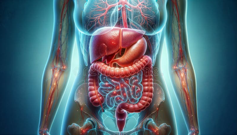 AI Generated Illustration of a Human Digestive and Circulatory Systems ...