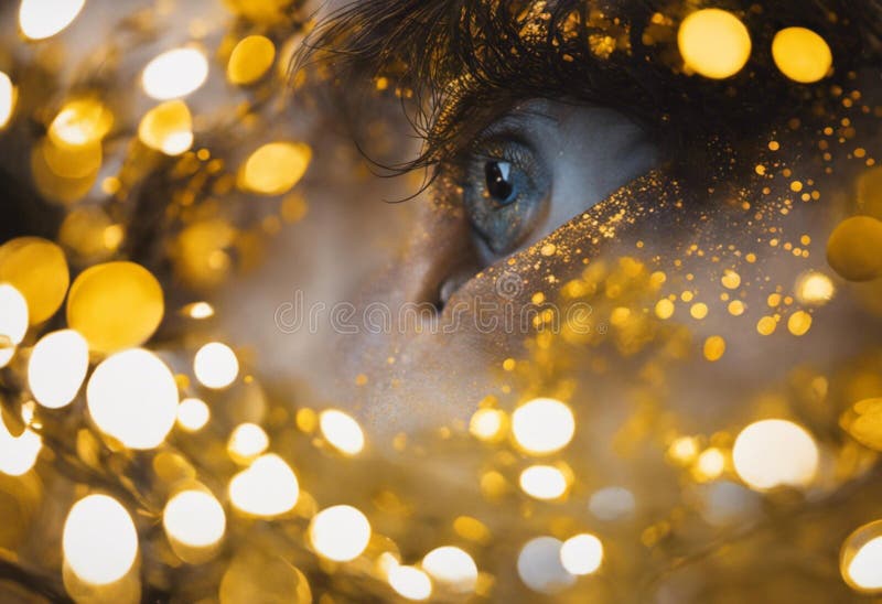 AI Generated Illustration of a Human Eye in Bright Sparkles Stock ...
