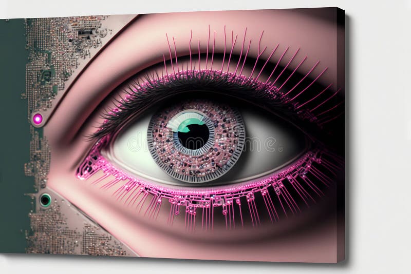 AI-generated Illustration of a Human Eye on a Canvas. Sci-fi Concept ...