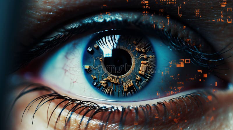 AI Generated Illustration of a Human Eye with a Circuit Board Inside it ...