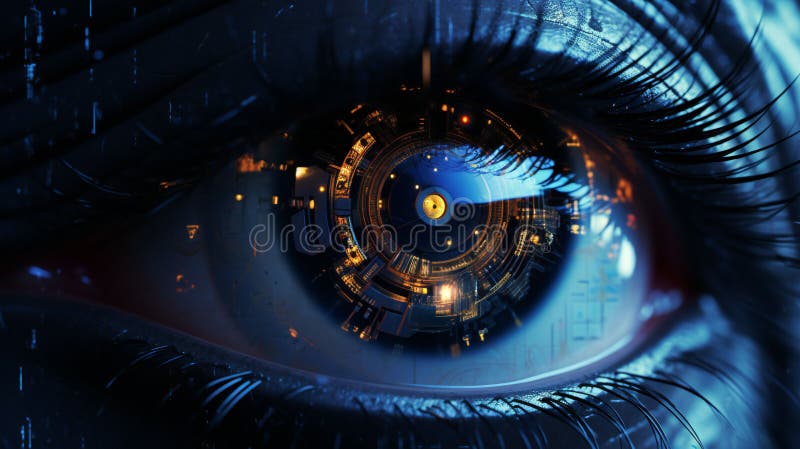 AI Generated Illustration of a Human Eye with a Circuit Board Inside it ...