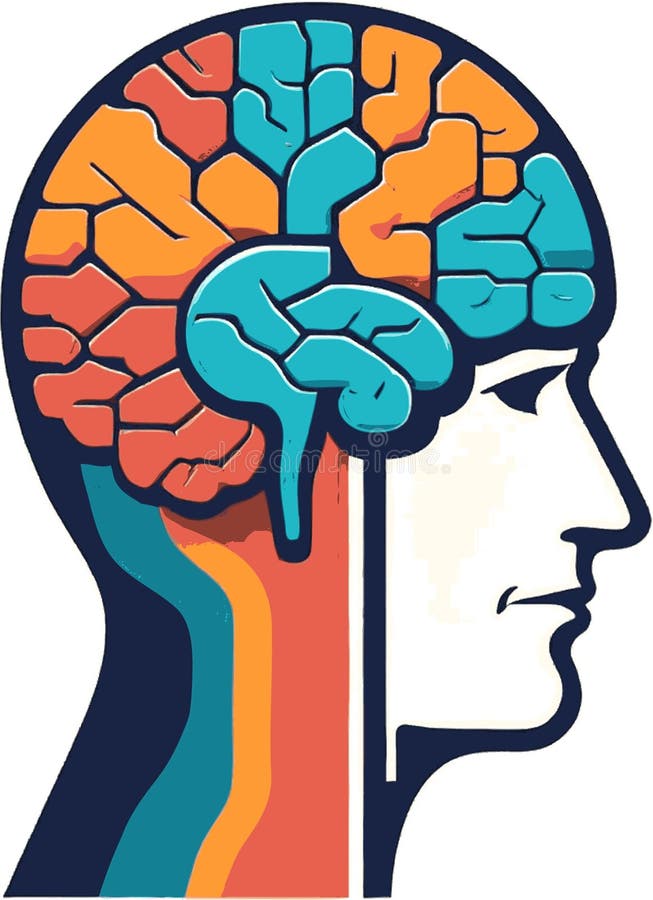 AI Generated Illustration of an Human Head with Brain Stock Vector ...