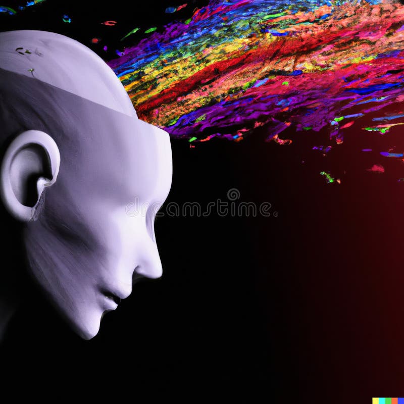 AI-generated Illustration of a Head Spreading Multicolor Liquid Out ...