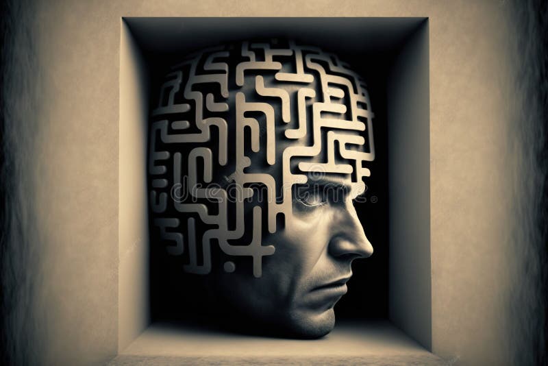 AI Generated Illustration of Human with Labyrinth Brain Stock ...