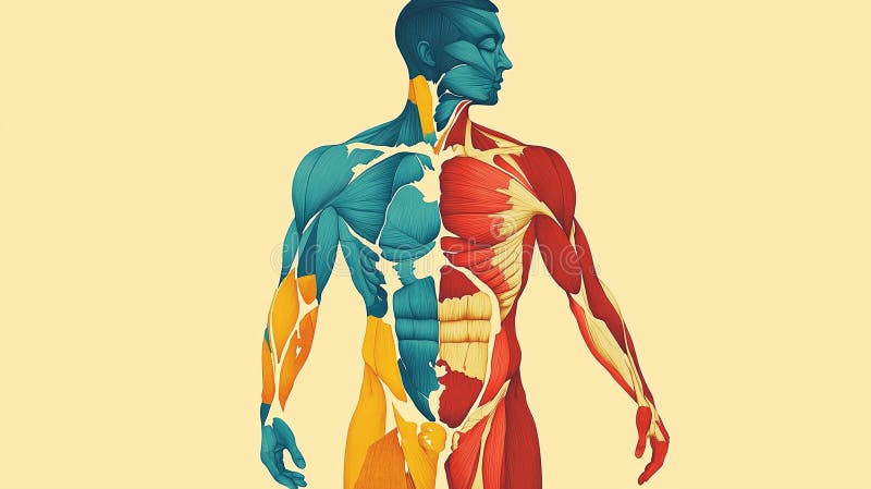 Illustration of a Human Muscular System with a Stylized Approach Stock ...
