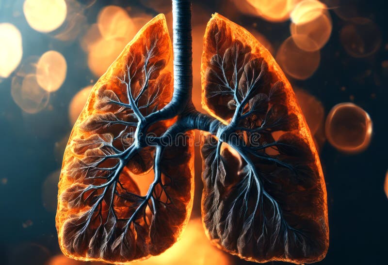 AI Generated Illustration of a Human Respiratory System Engulfed in ...