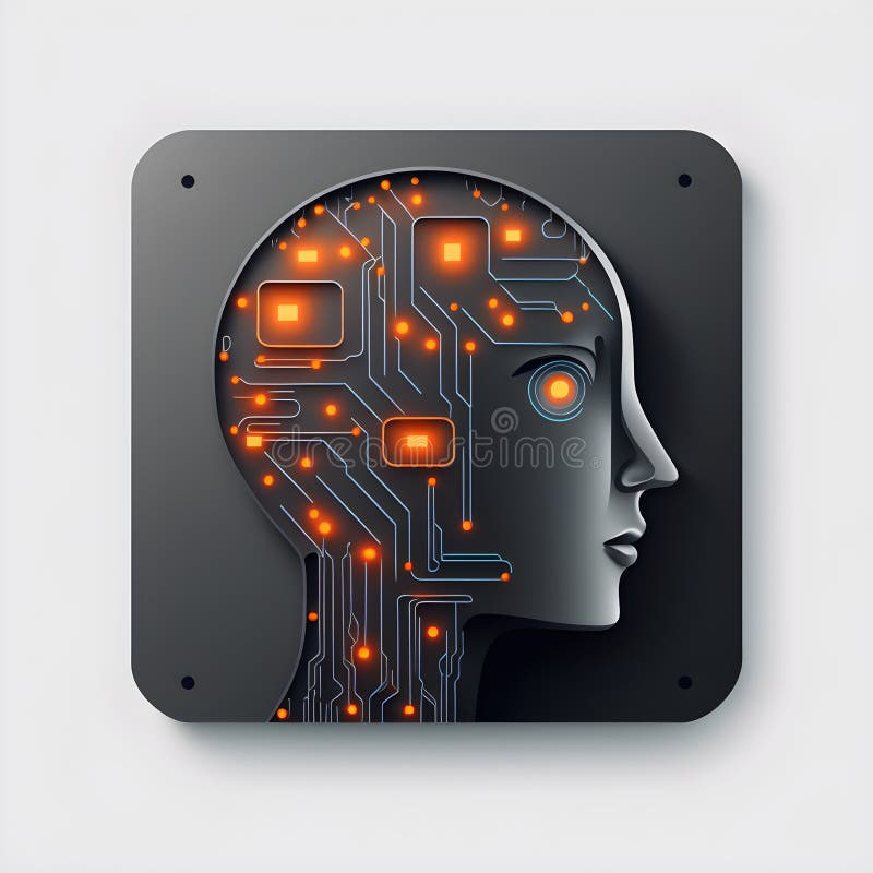 AI-generated Illustration of a Human Side Profile with Machinery in the ...