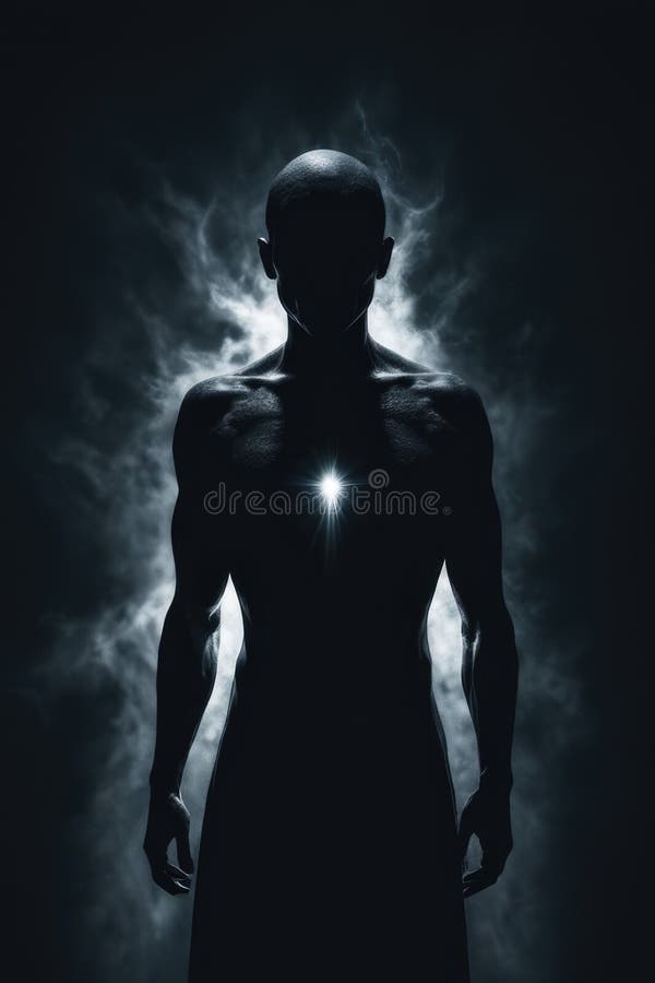 AI Generated Illustration of a Human Silhouette Against a Glowing Light ...