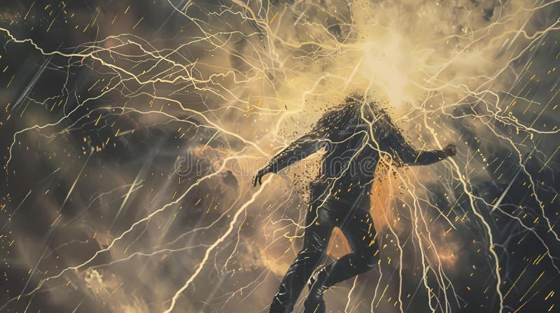 AI Generated Illustration of a Human Silhouette in a Dramatic Pose Hit ...