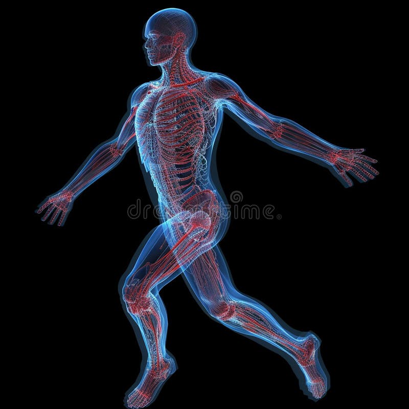 AI Generated Illustration of a Human Skeleton, with the Complex Network ...