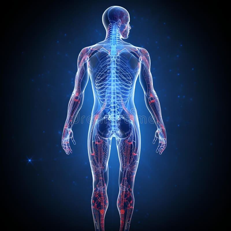 A Human Skeleton Showing the Back Muscles and Skeleton Muscles Royalty ...