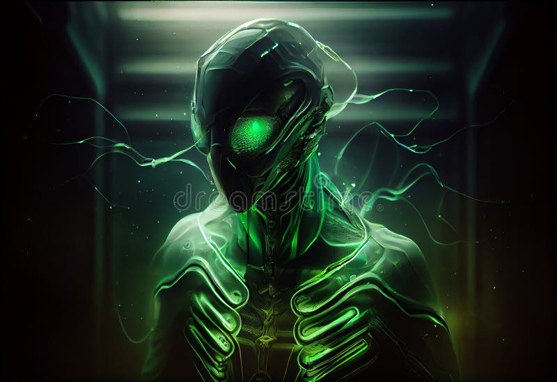 AI Generated Illustration of Humanoid Alien with Telepathical ...