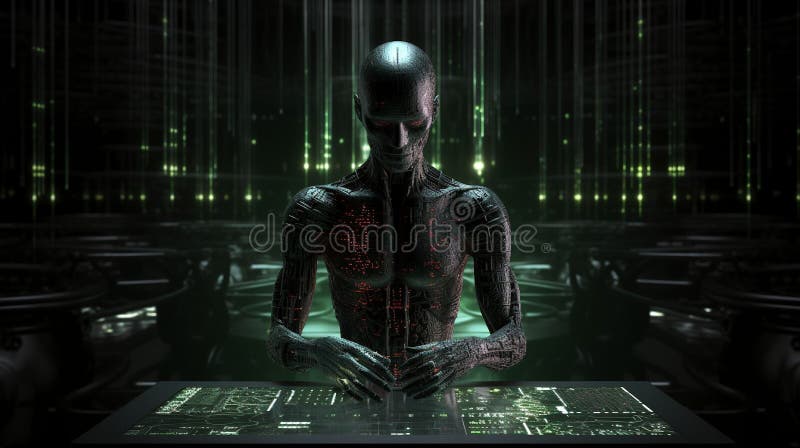 AI Generated Illustration of a Humanoid Figure Illuminated by a ...