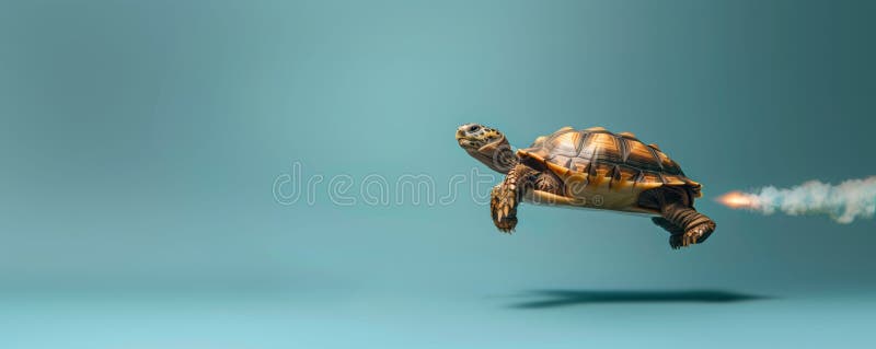 AI Generated Illustration of a Humorous Image of a Turtle Flying with a ...