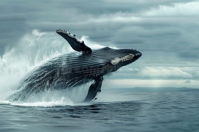 AI Generated Illustration of a Humpback Whale Breaching with a Big ...