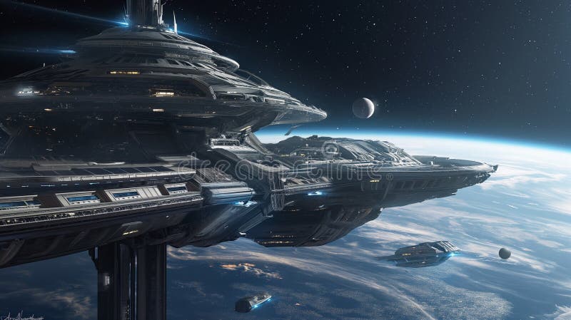 AI Generated Illustration of a Hydrogen Powered Space Station Stock ...