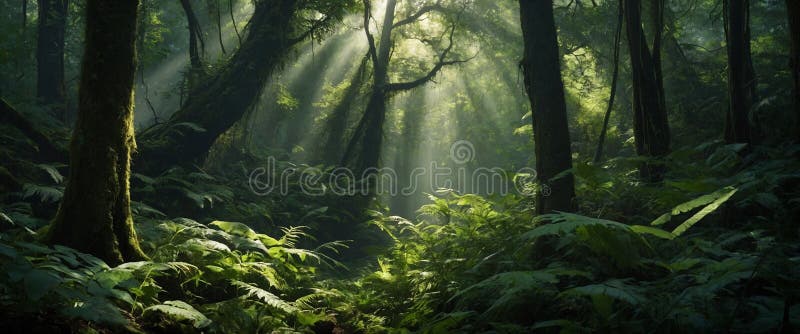 AI Generated Illustration of a Hyper-realistic Forest Scene with Lush ...