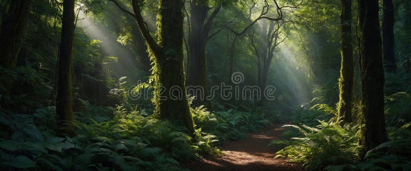 AI Generated Illustration of a Hyper-realistic Forest Scene with Lush ...