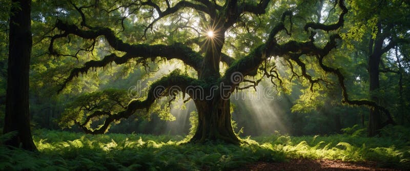 AI Generated Illustration of a Hyper-realistic Forest Scene with Lush ...