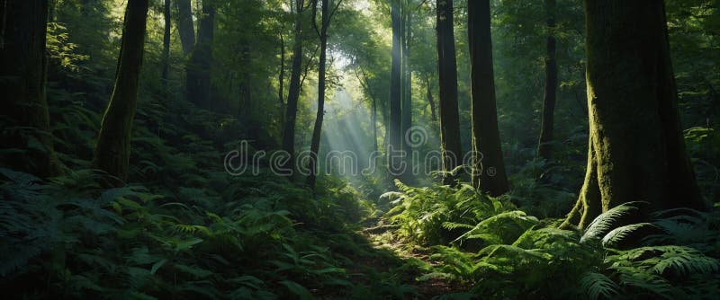 AI Generated Illustration of a Hyper-realistic Forest Scene with Lush ...