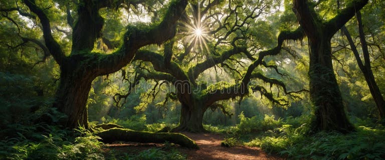 AI Generated Illustration of a Hyper-realistic Forest Scene with Lush ...