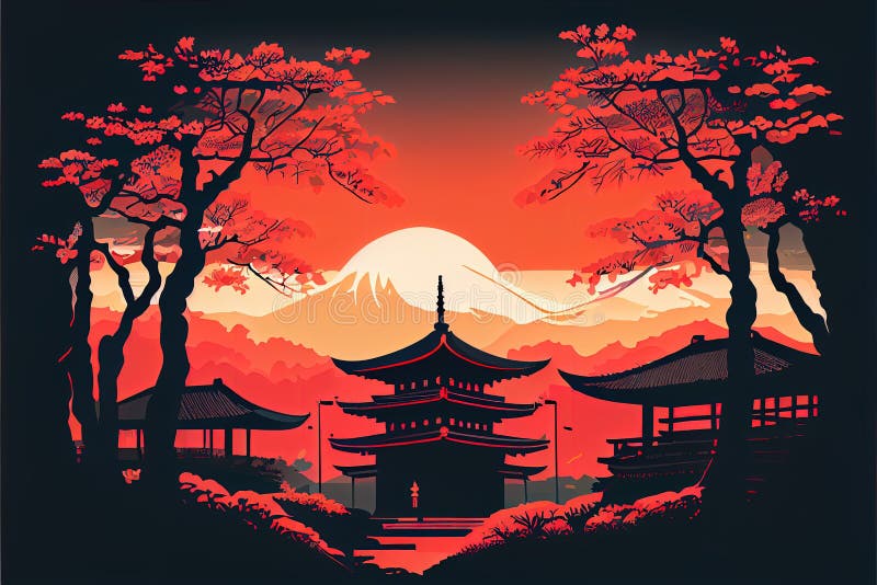 AI Generated Illustration of Hyper-realistic Japanese Temples in the ...