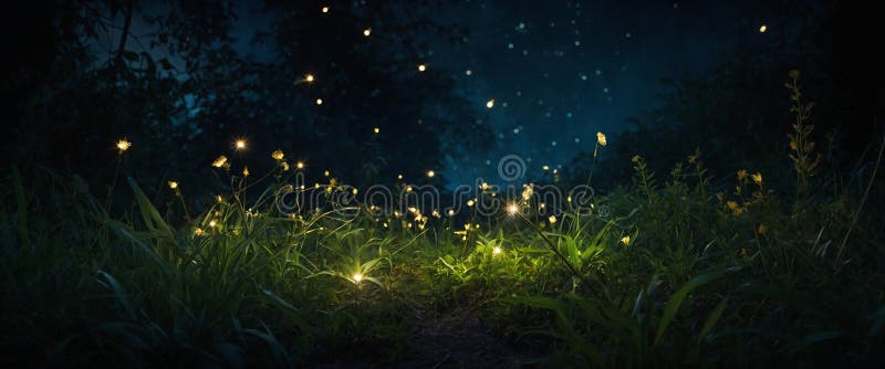AI Generated Illustration of a Hyper-realistic Photograph of Fireflies ...