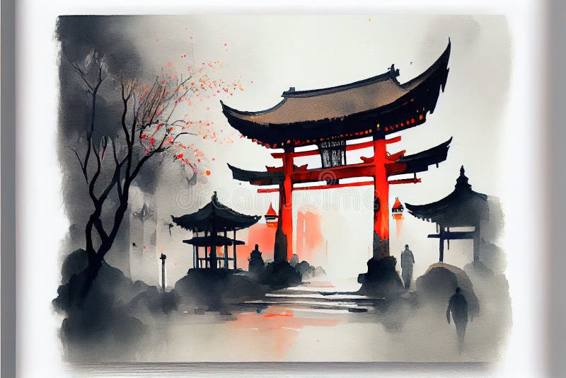 AI Generated Illustration of Hyper-realistic Torii Gates Isolated on ...