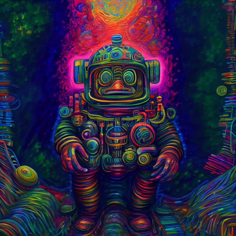 AI Generated Illustration of Hyperintelligent Robot on a Psychedelic ...