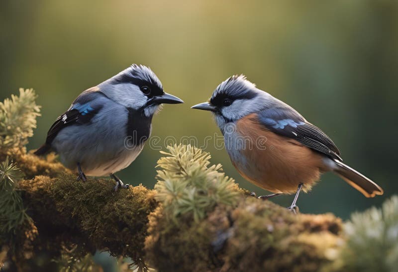 AI Generated Illustration of Hyperrealistic Birds Perched on a Tree ...