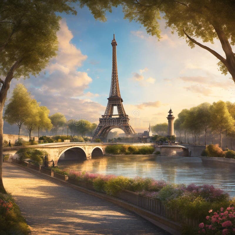 AI Generated Illustration of the Iconic Eiffel Tower in Paris with ...